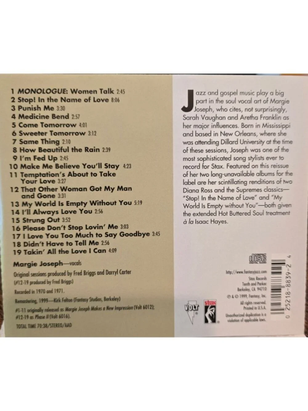 Margie Joseph | Media | Margie Joseph Makes A New Impressionphase Ii Cd ...